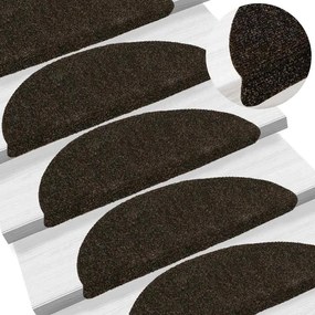Schodové rohože samolepicí 10 ks 56 x 17 x 3 cm tmavě hnědé půlkulaté 149687