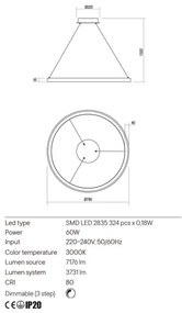 Redo 01-2677- LED Stmívatelný lustr na lanku ICONIC LED/60W/230V pr. 78 cm černá