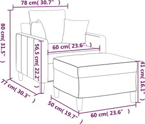 Křeslo s podnožkou černé 60 cm samet 3201102