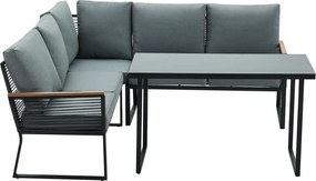 Zahradní set, černá/šedá, FARLY