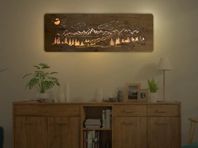 Li-Go "Hory, les" světelný obraz s baterií 120x40cm varianta ovládání: manuál/pohybové čidlo, provedení povrchu: dub