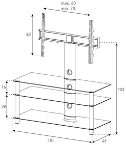 Stolek NEO 1103 (čiré sklo + černé alu)