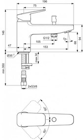 Ideal Standard Ceraplan - Vanová baterie stojánková, chrom BD257AA