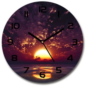 Wallmuralia Skleněné hodiny na stěnu Západ slunce fi 30 cm