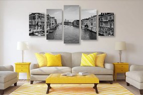 5-dílný obraz slavný kanál v Benátkách v černobílém provedení Varianta: 100x50