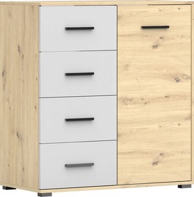IDZ Komoda MARSYLIA 1D4S MINI 01, 90 cm Bílá/Dub Artisan
