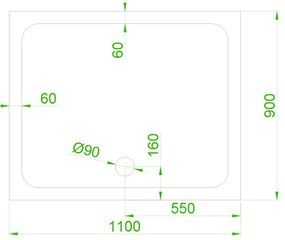 BPS-koupelny Obdélníková akrylátová sprchová vanička HYD-OSV-SILK 110x90 černá
