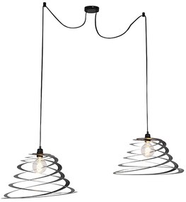 Designová závěsná lampa 2-světla se spirálovým stínidlem 50 cm - Scroll