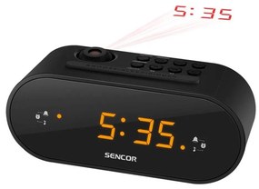 Sencor - Radiobudík s LED displejem a projektorem 5W/230V 1xCR2032 černá