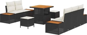 Sada zahradních pohovek 8 pcs 7-Seater Černá a krémová 3363245