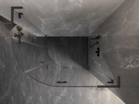 Mexen Lunar, L pravý půlkruhový sprchový kout 100 x 70 cm, 8mm čiré sklo, grafitový profil, 833L-100P-070L-95-00