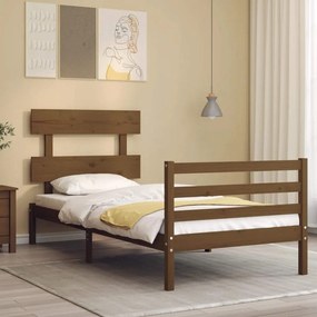 vidaXL Rám postele s čelem 90 x 200 cm masivní dřevo [3195078] Barva: medová hnědá