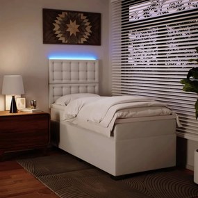 Box spring postel s matrací bílá 90x200 cm umělá kůže 3293005