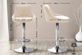 Barová židle Lazio umělá kůže chromovaná konstrukce – krémová