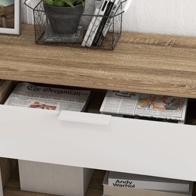 HOMCOM Moderní obývací pokoj komoda s kuchyňskou komodou, 1 zásuvka, 2 tichá dvířka a nastavitelné police do jídelny, chodby a ložnice 95x35x85 cm Bí…