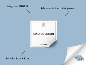 MALTODEXTRIN - Samolepka na dózu pro fitness doplňky - DomaLEP tvar: OBDÉLNÍK, barva: BÍLÁ - ČERNÉ písmo, velikost: š. 6 cm x v. 8 cm – základní písmo