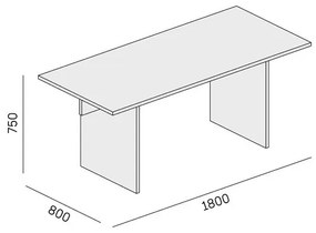 Stůl single SOLID, 1800 x 800 x 743 mm, ořech