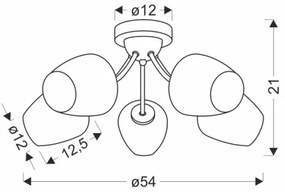Přisazený lustr ZINA 5xE27/40W/230V mosaz/bílá