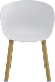 Bílá plastová jídelní židle s nohami v designu dřeva Tiopi - 54*51*82 cm