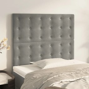 Čelo postele světle šedé 90x5x118/128 cm sametové 3116802