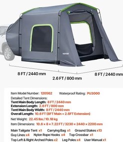 Velký stan SUV pro 5–9 osob, Vodotěsný PU 3000 mm VEVOR