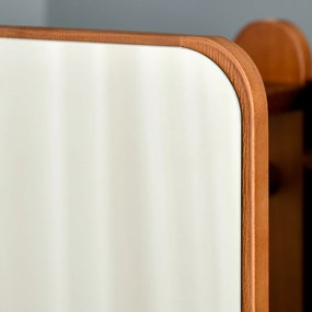 HOMCOM Volně stojící zrcadlo na kolečkách - Zavěšovací tyč, 4 háčky, MDF ořechová finiš