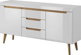 PSK Komoda NADIA, Bílá lesk/Dub Riviera 160 cm