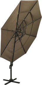 4stupňový zahradní slunečník s hliníkovou tyčí taupe 3 x 3 m 313831