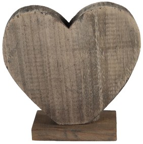 Hnědá antik dřevěná dekorace srdce - 19*7*19 cm