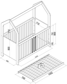 Dětská funkční postýlka 70x140 Spencer - bílá/šedá