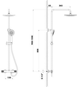 Sapho SOLARIS sprchový sloup s termostatickou baterií, černá mat/chrom WD139BC