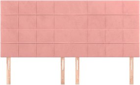Čelo postele růžové 160x5x118/128 cm sametové 3116391