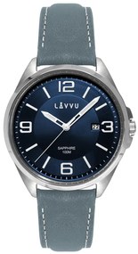 Vodotěsné pánské hodinky se safírovým sklem LAVVU HERNING Blue / Top Grain Leather LWM0094