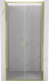 Mexen Exo, dvojité výklopné sprchové dveře, 110 cm, transparentní sklo, zlatá, 814-110-000-50-00