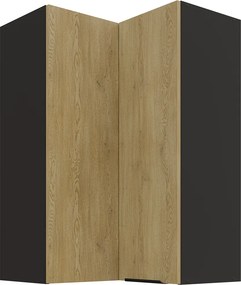 CREMONA cc | horní kuchyňská skříňka 60x60 GN-90 2F (90°) rohová s policemi | VYSOKÁ | 60x60 cm | černá/cremona