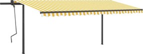 vidaXL Ručně zatahovací markýza s LED světlem 5 x 3 m [3070181] Barva: Žluto-bílá