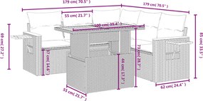 6dílná zahradní sedací souprava s poduškami černá polyratan 3273513
