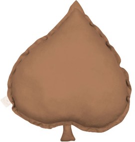 Lněný polštář lipový list čokoládová 38×43 cm