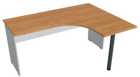 Stůl ergo levý 160*120 cm - Hobis Gate GE 60 L Dekor stolové desky: olše, Dekor lamino podnože: šedá, Barva nohy: černá