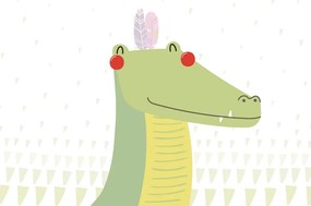 Samolepící tapeta roztomilý krokodýl s peříčky
