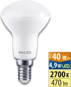 LED žárovka E14 McLED R50 4,9W (40W) teplá bílá (2700K), reflektor 120° ML-317.004.87.0