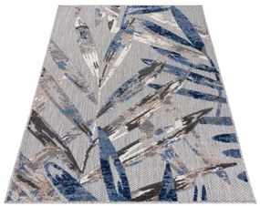 Moderní kusový koberec AVENTURA EC68A Palmové listy šedý modrý Rozměr: 80x150 cm