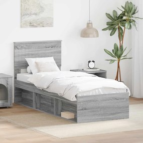 Rám postele s čelo Šedá Sonoma 75 x 190 cm Masivní borové dřevo 3410668
