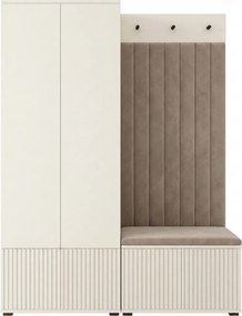 Předsíňová stěna RAYO 1 s čalouněnými panely, 140 cm, kašmír/ světle béžová