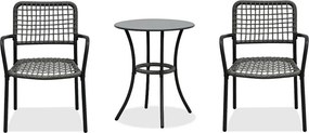 Balkónový set 1+2, stůl, židle umělý ratan barva antracit, kov antracit (58 x 57) cm
