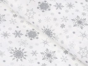 Biante Vánoční bavlněný povlak na polštář Sandra SA-116 Stříbrné sněhové vločky na bílém 50 x 50 cm