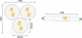 Toolight, stropní svítidlo APP878-C 3x40cm, černá, OSW-07877