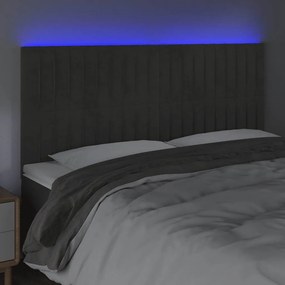 Čelo postele s LED tmavě šedé 200x5x118/128 cm samet 3122729