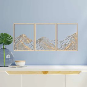 Třídílný dřevěný obraz Hory, Moderní 3D dekorace na zeď | SENTOP HDF0478