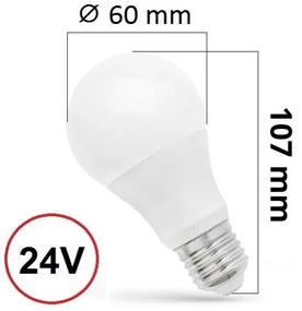 LED žárovka E27 8,5W 900lm 24V AC/DC, denní, ekvivalent 67W